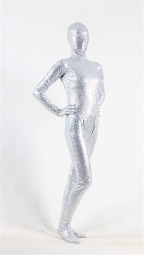 Silver Fullbody Suits With Distinctive Figure Part Zentai Suit