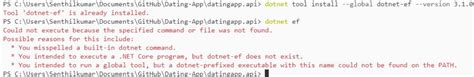 dotnet ef could not execute because the specified command or file was