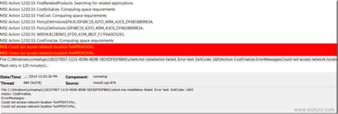 configmgr client error ccmsetup failed with exit code 1603 msi could