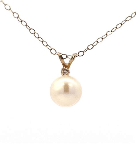 14kt Yellow Gold Freshwater Pearl And Diamond Pendant … Gem