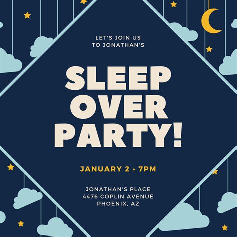 Free Printable Customizable Sleepover Invitation Templates Canva