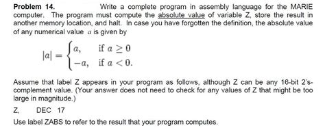 marie assembly language computing absolute value of number