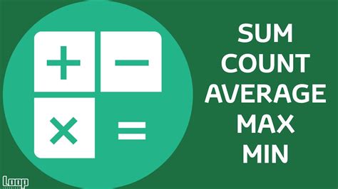 sum average count max min functions in excel youtube