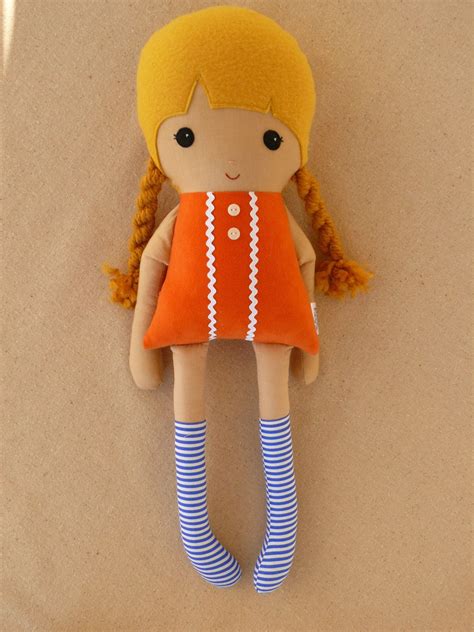 Fabric Doll Rag Doll Girl With Golden Braids Мягкие куклы Куклы из