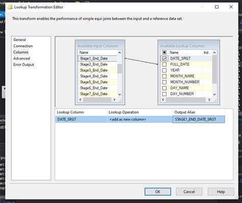 sql server ssis lookup multi columns to one table to retrieve