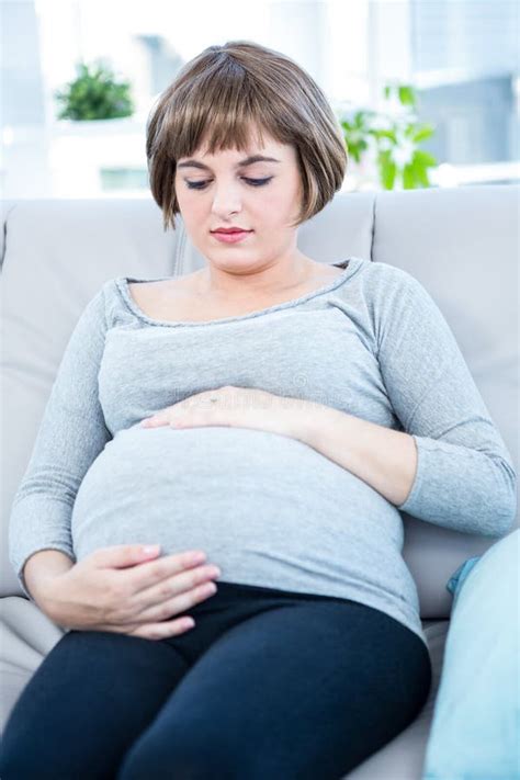 Pregnant Woman Touching Her Belly Stock Image Image Of Belly Healthy