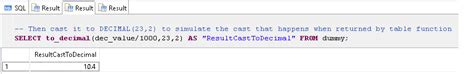 hana sql casting to decimal implicit or explicit will not provide