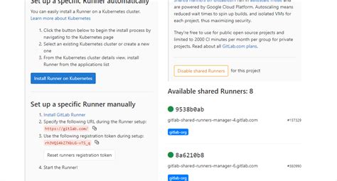 unable to find gitlab admin runners page to register a shared runners
