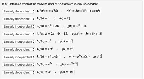 solved determine which of the following pairs of functions