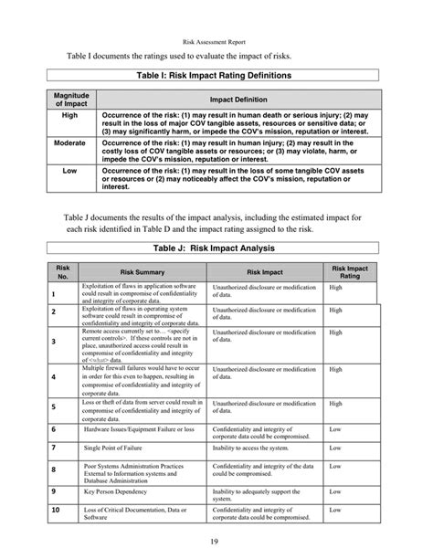Risk Report Template