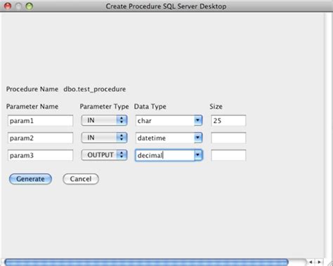 ms sql server create procedure