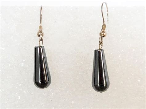 Vintage Hematite Drop Earrings Pierced Ears Modernist Etsy Drop