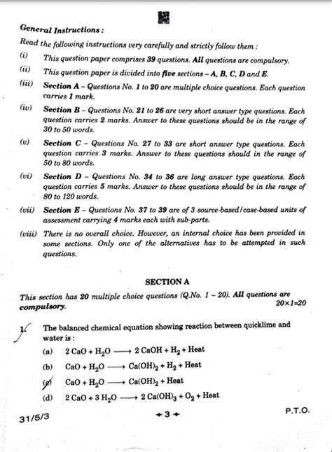 Cbse Class 10 Science 2023 Board Exam Paper And Answer Key Cbse Guidance