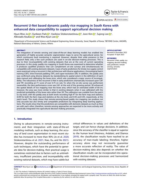 Pdf Recurrent U Net Based Dynamic Paddy Rice Mapping In South Korea