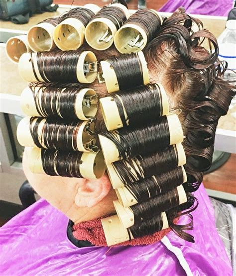 Pin By Pink Plastic Capes On Perms Roller Set Wet Set Curlers
