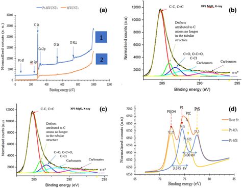Xps Survey Spectra Of A Purified 1 And Pt Mwcnts 2 Specimens High