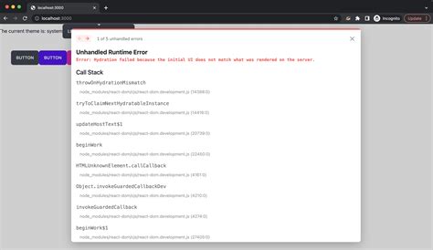 hydration failed because the initial ui does not match what was