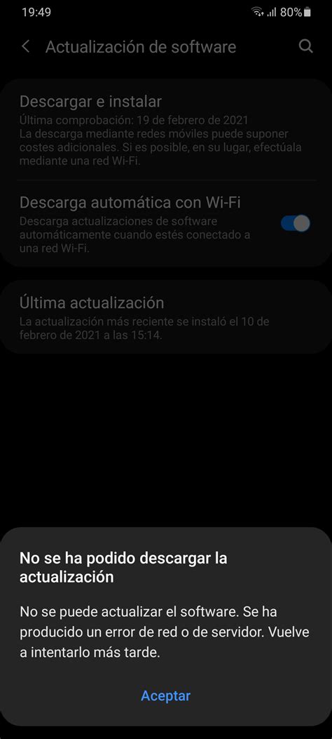 Solucionado Error Al Comprobar Actualizaciones Samsung Community