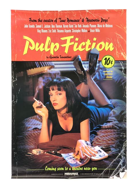 Lot Rare Pulp Fiction 1994 Lucky Strike Withdrawn Advance One Sheet