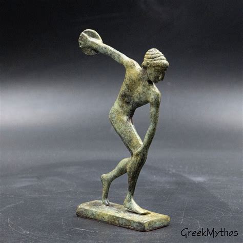 Discus Thrower Bronze Small Statue Discobolus Ancient Greece Olympic