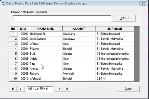 membuat paging pada msflexgrid dengan database access di vb6