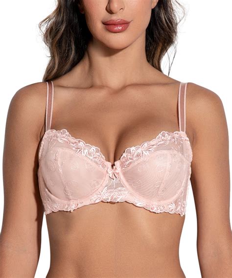 Deyllo Womens Sheer Lace Non Padded Full Cup Underwire Plus Size Bra