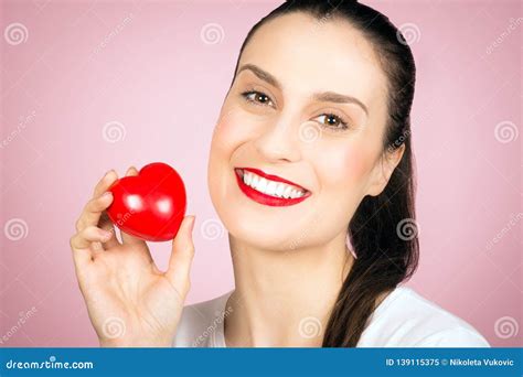 Woman Holding Red Heart Stock Image Image Of Hand Lifestyle 139115375