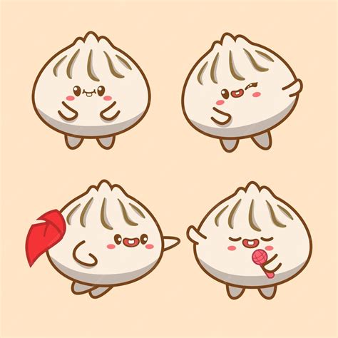 Premium Vector Cute Dumpling Cartoon Character