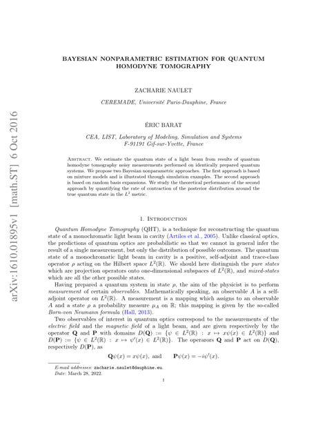 pdf bayesian nonparametric estimation for quantum homodyne tomography