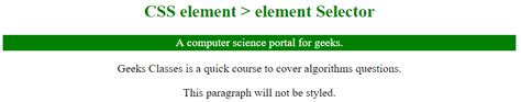 css element element selector geeksforgeeks