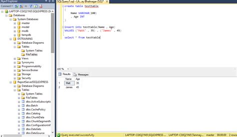 sql server 2014 express does not show newly created table