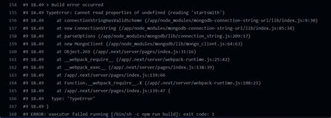build push action failed while building docker image `npm run build