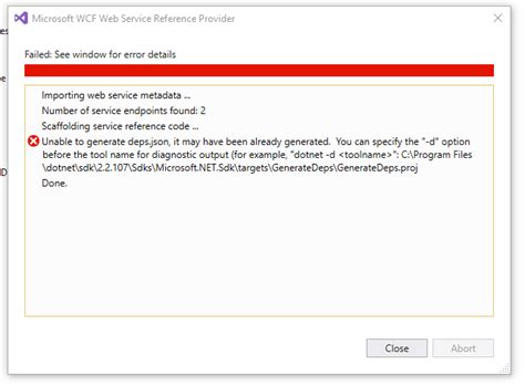unable to generate deps json it may have been already generated