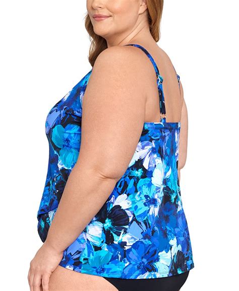 Swim Solutions Plus Size High Neck Underwire Tankini Top Created For