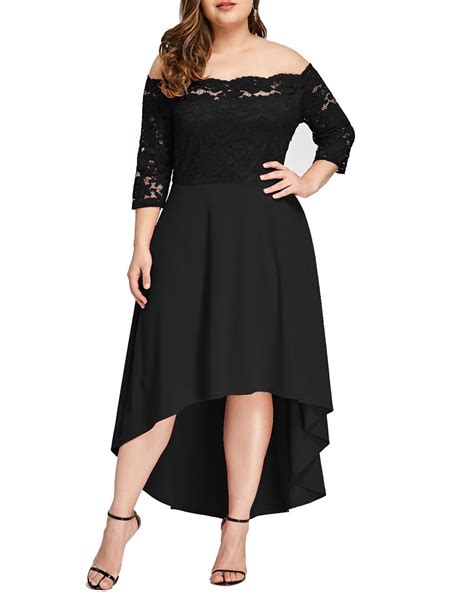 Gamiss Womens Off Shoulder Plus Size Dress Vintage Floral Lace 3 4