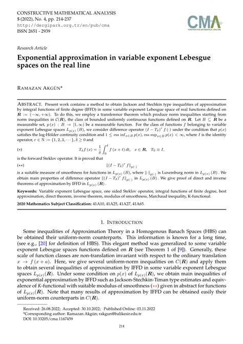 pdf exponential approximation in variable exponent lebesgue spaces on