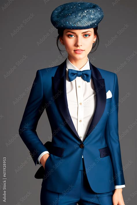 Fashion Through The Eyes Of Ai A Woman In A Blue Suit And Hat Poses