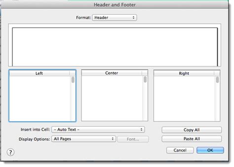 printing options formatting headers and footers