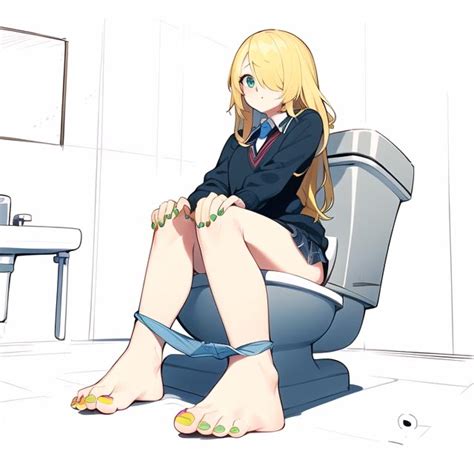 Rule 34 1girls Ai Generated Background Barefoot Bathroom Blonde Hair
