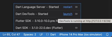 install and run devtools from vs code flutter