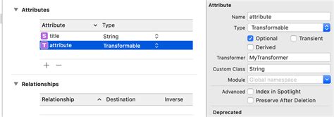 ios coredata transformable custom transformer never gets called