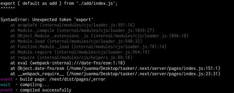 getting unexpected token export when compiling after npm install date