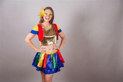 Premium Photo Brazilian Blonde Woman Dressed In Frevo Clothes