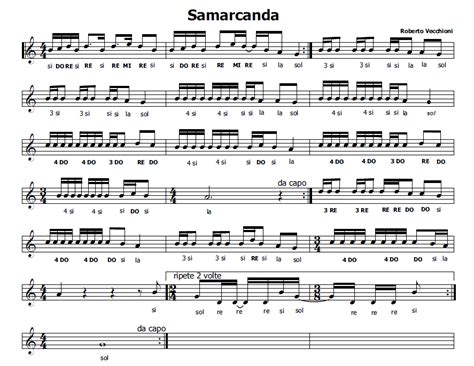 Musica E Spartiti Gratis Per Flauto Dolce Samarcanda