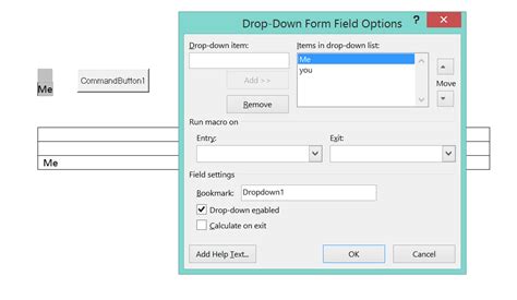vba user selects item from drop down box clicks button