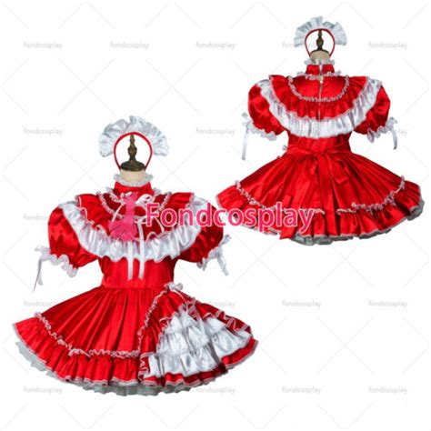Lockable Satin Sissy Maid Wedding Dress Set Ebay