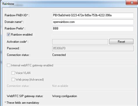 webrtc sip gateway status wrong configuration rainbow help center