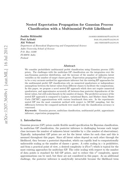 pdf nested expectation propagation for gaussian process