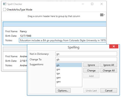 how to check spelling of a grid cell wpf controls devexpress