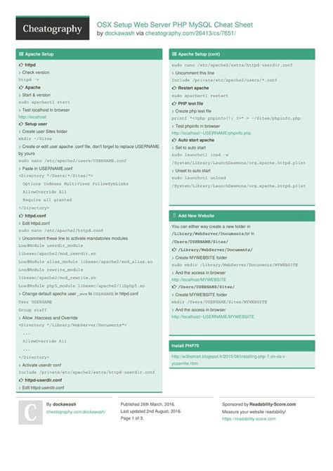 osx setup web server php mysql cheat sheet web hosting services web